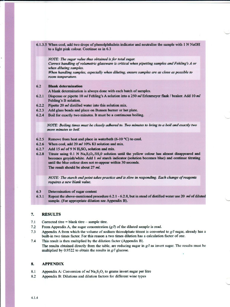 SAWLA Method - Reducing Sugar - Fehing Method - PG 4 | PDF