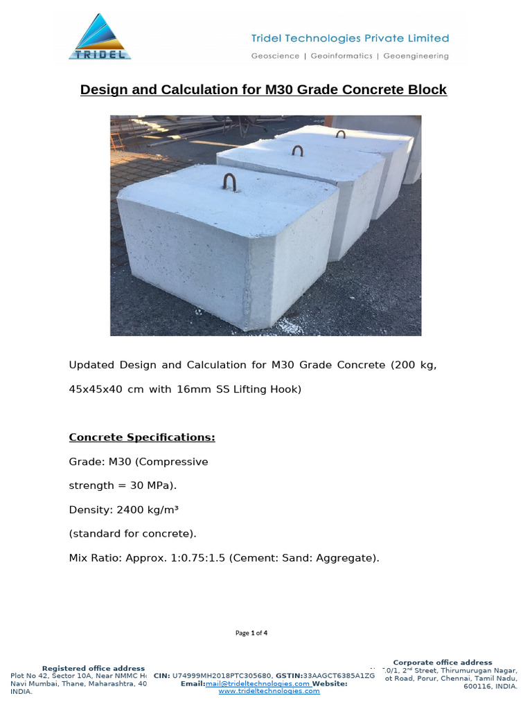 M30 Concrete Mix Design and Specs | PDF | Concrete | Density