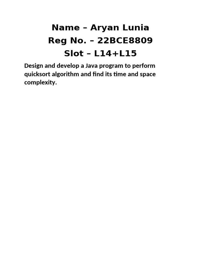 Java Quicksort Algorithm Analysis | PDF