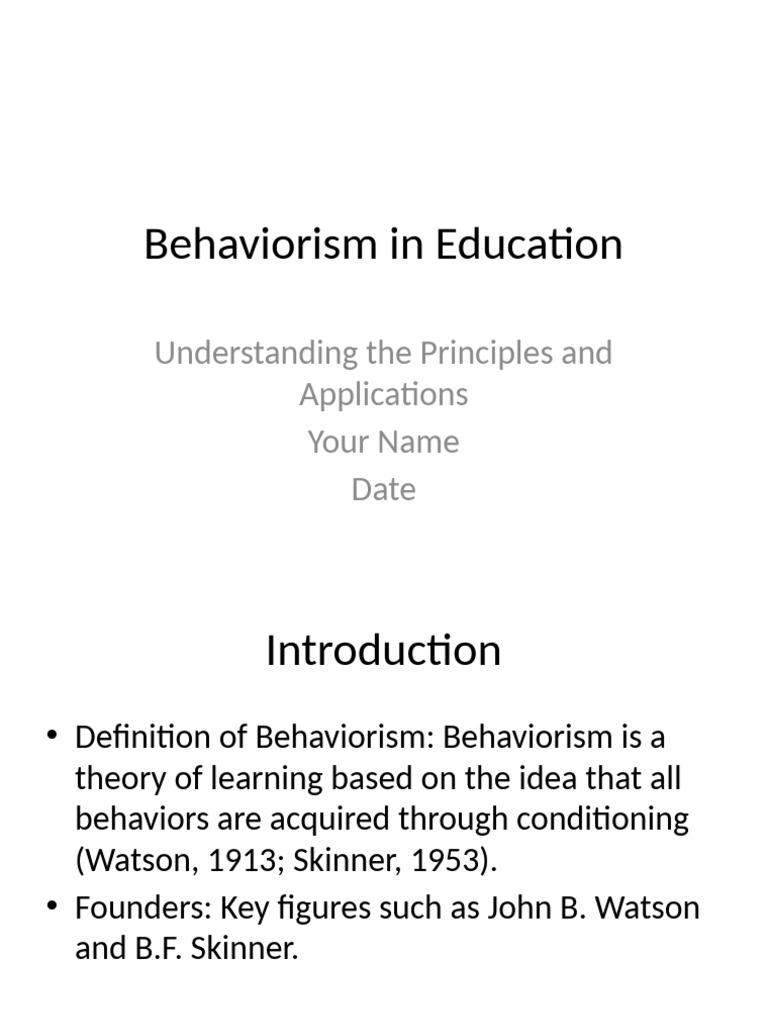 Behaviorism in Education Presentation Examples With References | PDF ...