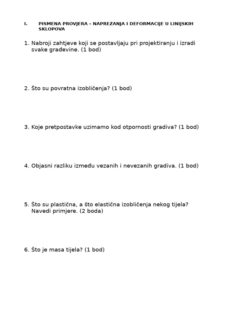 PISMENA PROVJERA 1 | PDF
