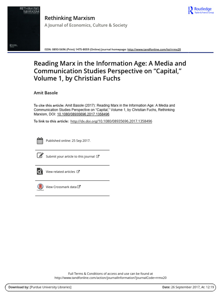 Reading Marx in The Information Age | PDF | Marxism | Karl Marx