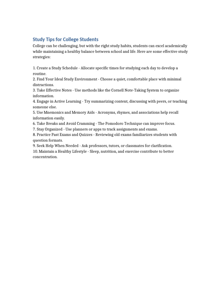 Study_Tips_for_College_Students | PDF