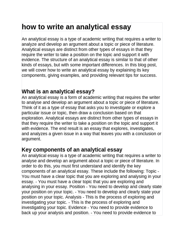 How To Write An Analytical Essay | PDF | Essays | Argument
