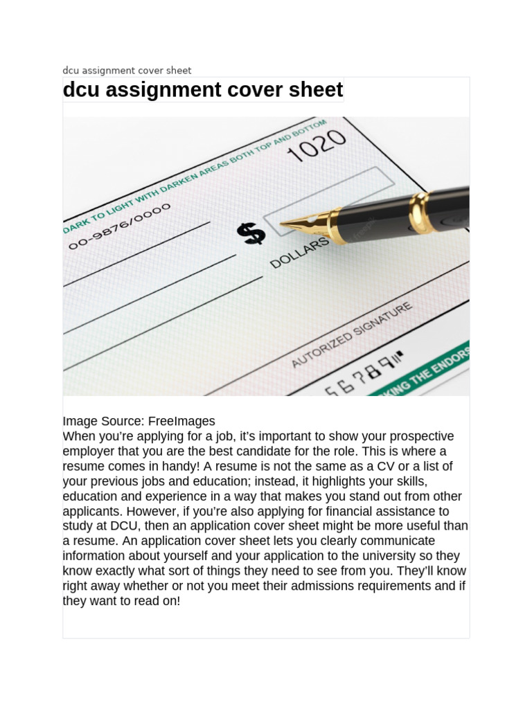 Dcu Assignment Cover Sheet | PDF | Résumé | Learning