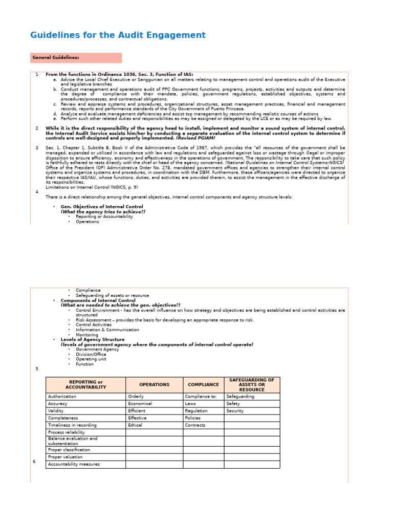 Audit Engagement Guidelines Overview | PDF | Internal Control | Audit