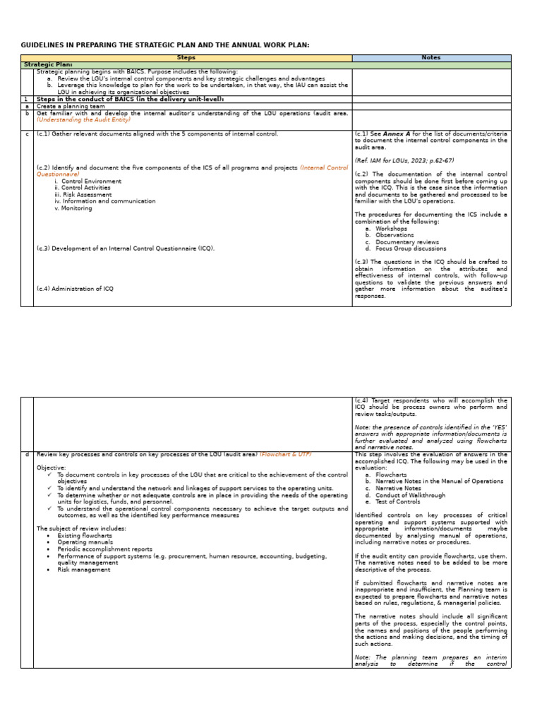 Strategic and Annual Work Plan Guidelines | PDF | Internal Audit ...