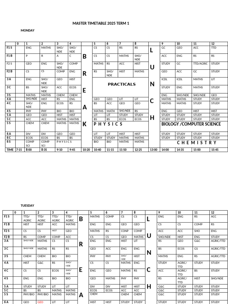 MASTER_TIMETABLE_2025[1] | PDF