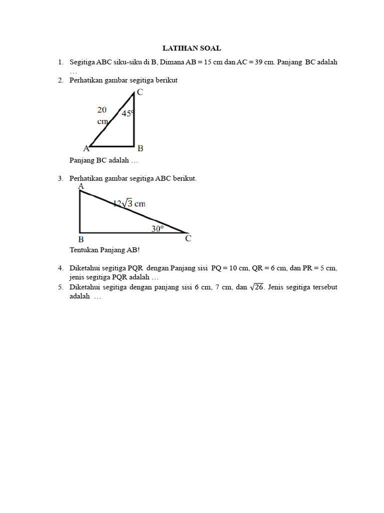 Asesmen Formatif - Teorema Pythagoras | PDF