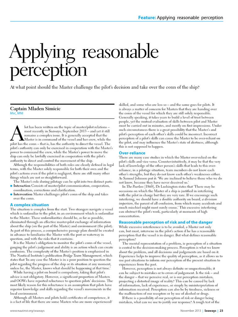 Simicic M Feature Applying Reasonable Perception Seaways November 2013 ...
