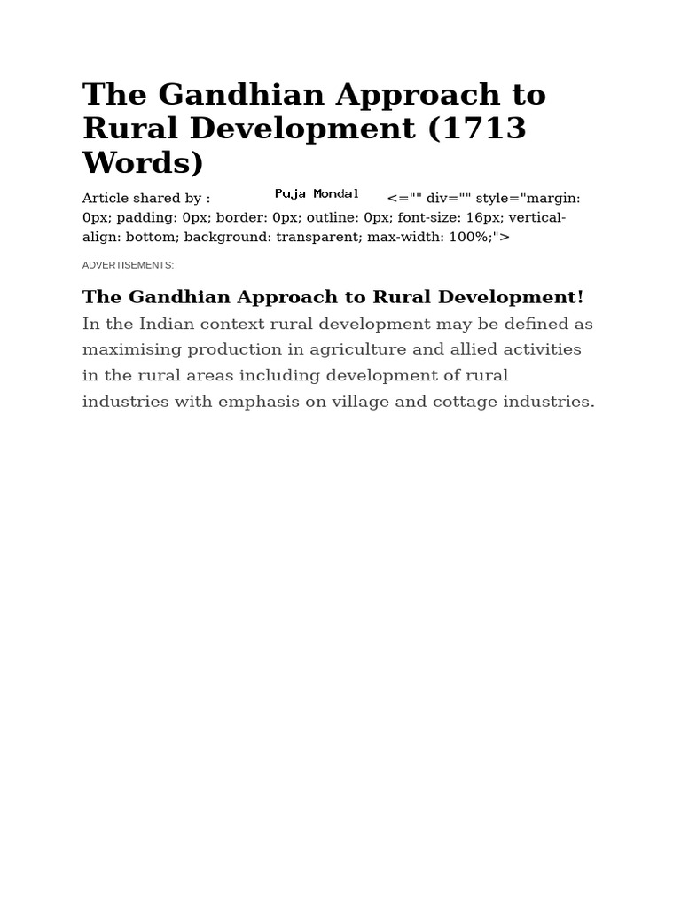 Gandhian Rural Development Insights | PDF | Mahatma Gandhi | Republic