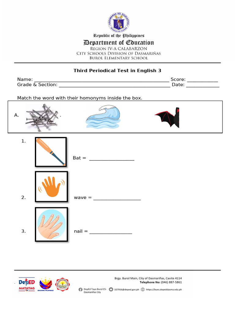 English 3 Periodical Test Guide | PDF | Bees | Butterfly