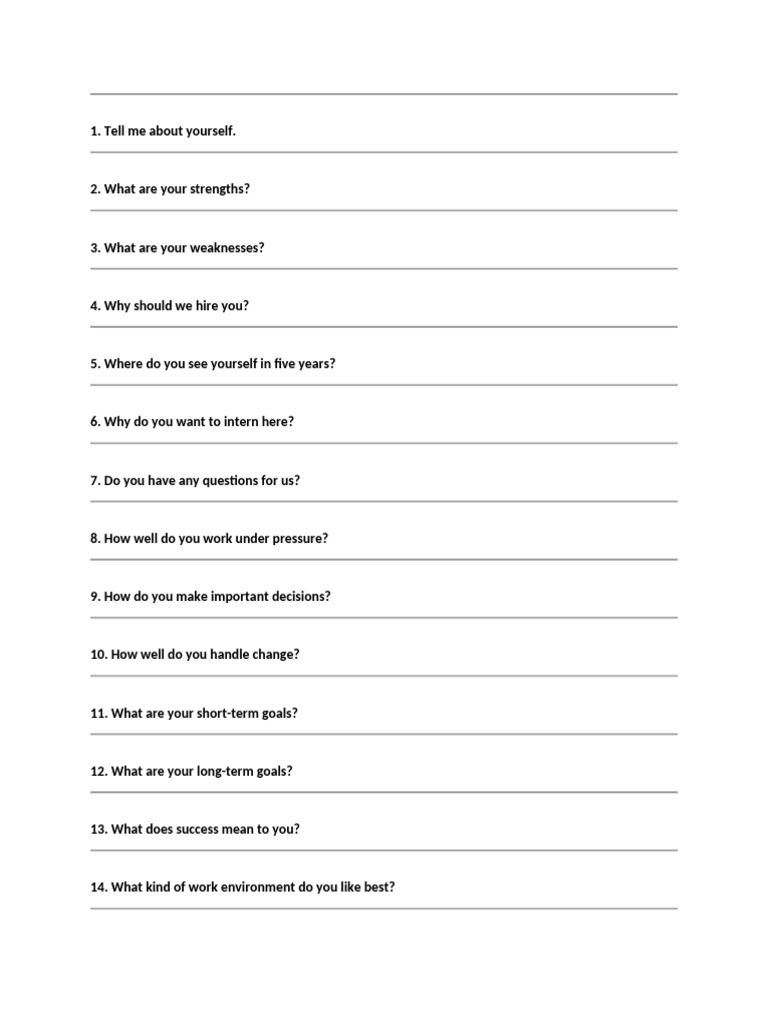 Sample Interview Questions | PDF