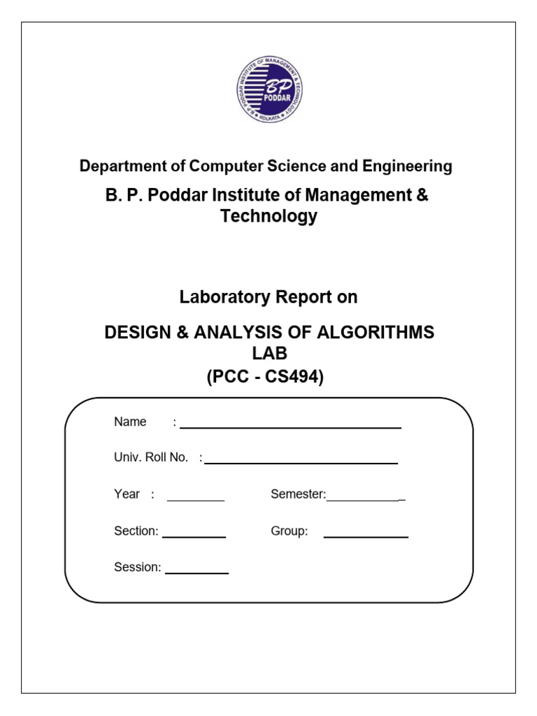 Design & Analysis of Algorithms Lab Report | PDF