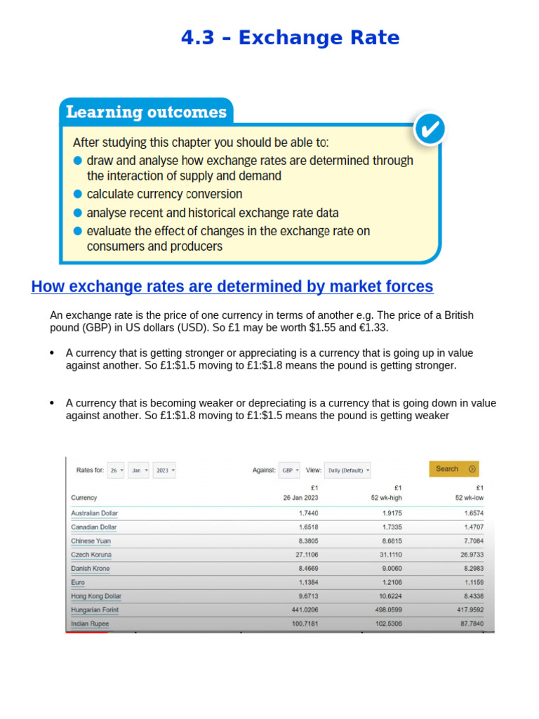 4.3 Exchange Rate - Notes | PDF | Exchange Rate | Pound Sterling