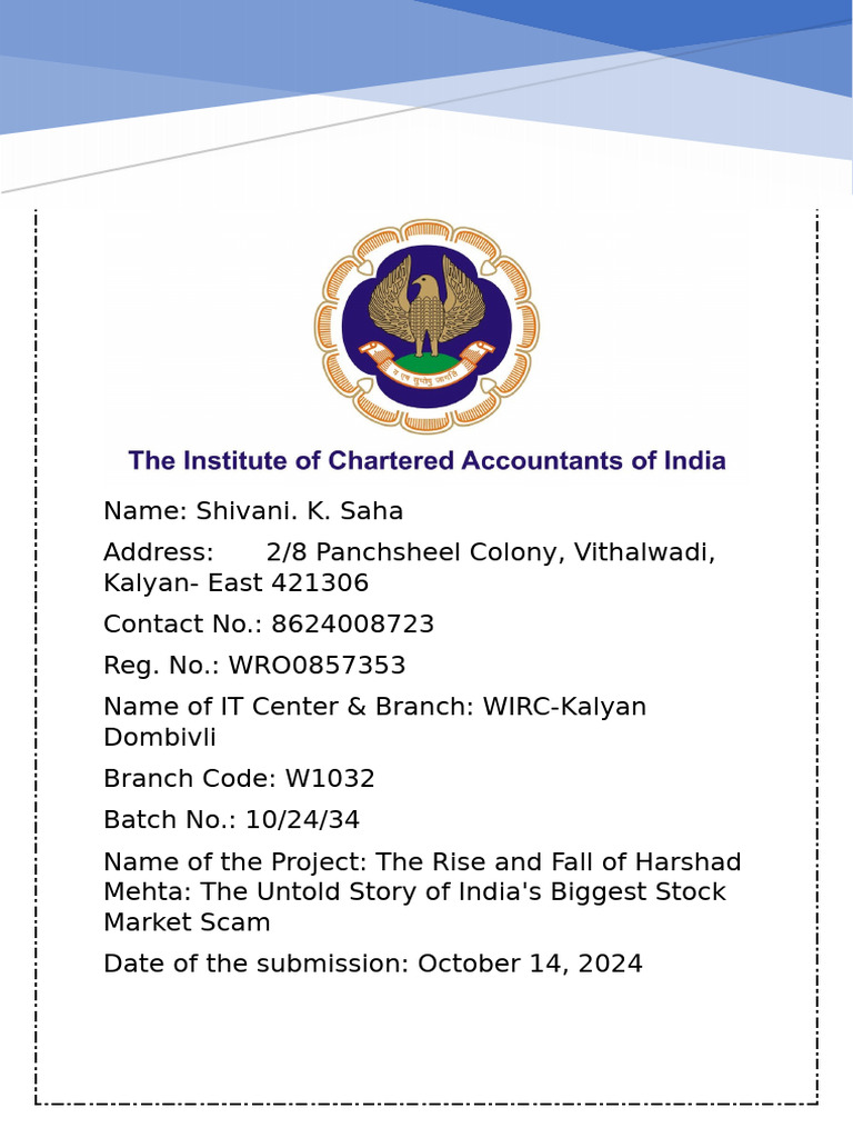 Harshad Mehta Shivani S | PDF | Investing | Stock Market