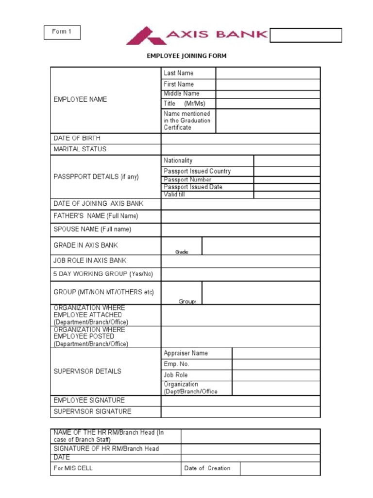 Employee Joining Form | PDF