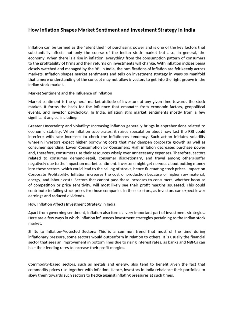 How Inflation Shapes Market Sentiment and Investment Strategy | PDF ...