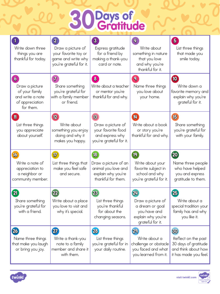 Color 30 Days of Gratitude | PDF | Gratitude