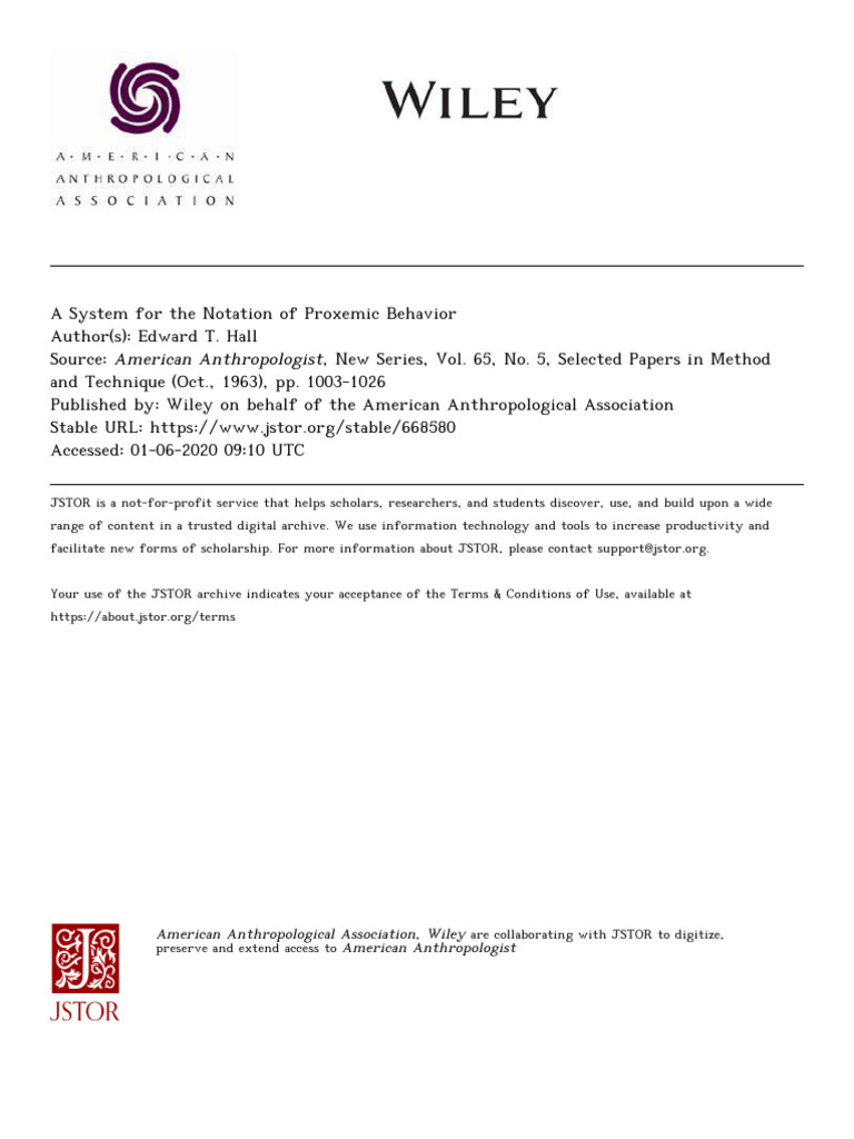 Edward Hall - A System for the Notation of Proxemi_241215_205832 | PDF