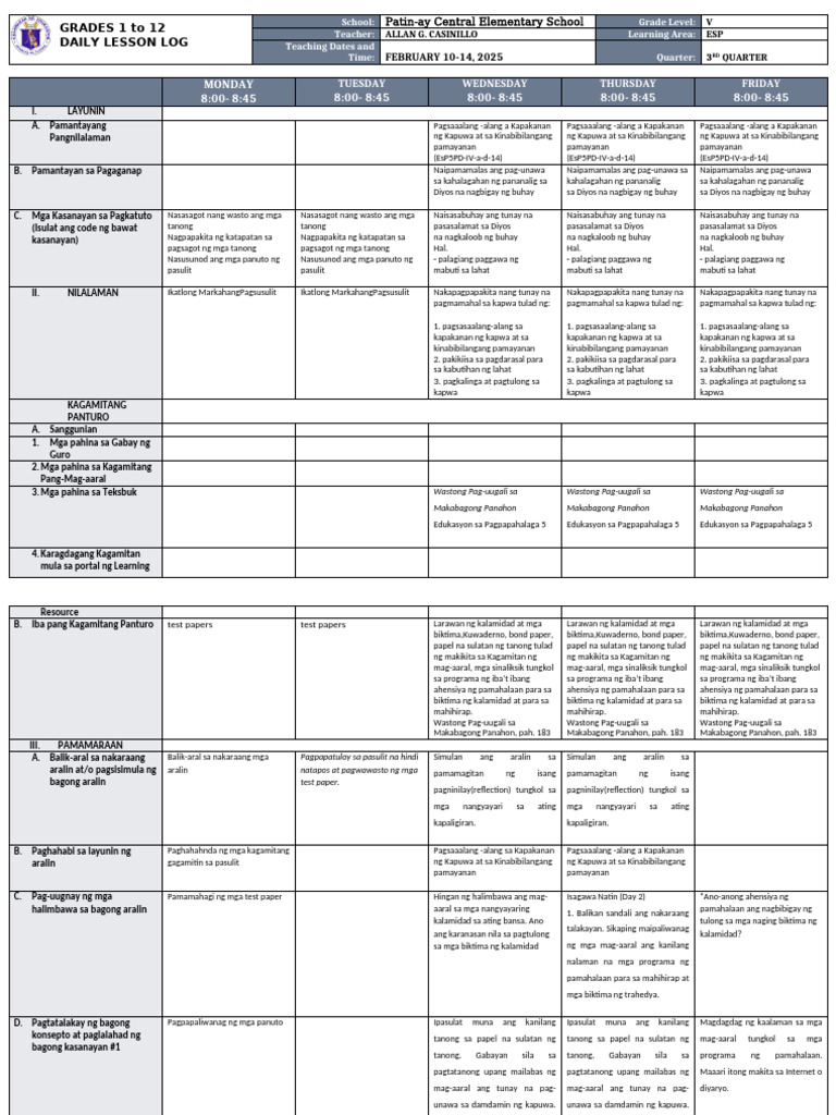 DLL - Esp 5 - Q3 | PDF