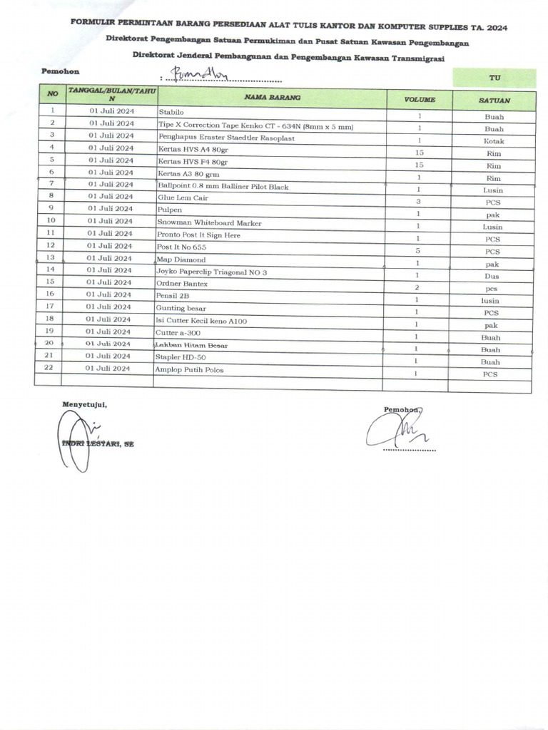 Formulir Juli 2024 | PDF
