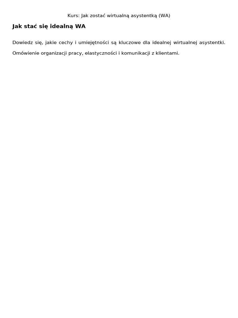 Kurs Wirtualna Asystentka | PDF