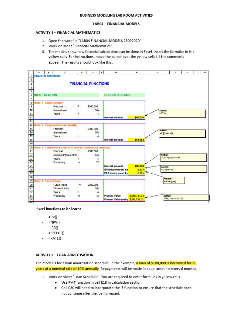 Financial Modeling Lab Activities Guide | PDF | Internal Rate Of Return ...