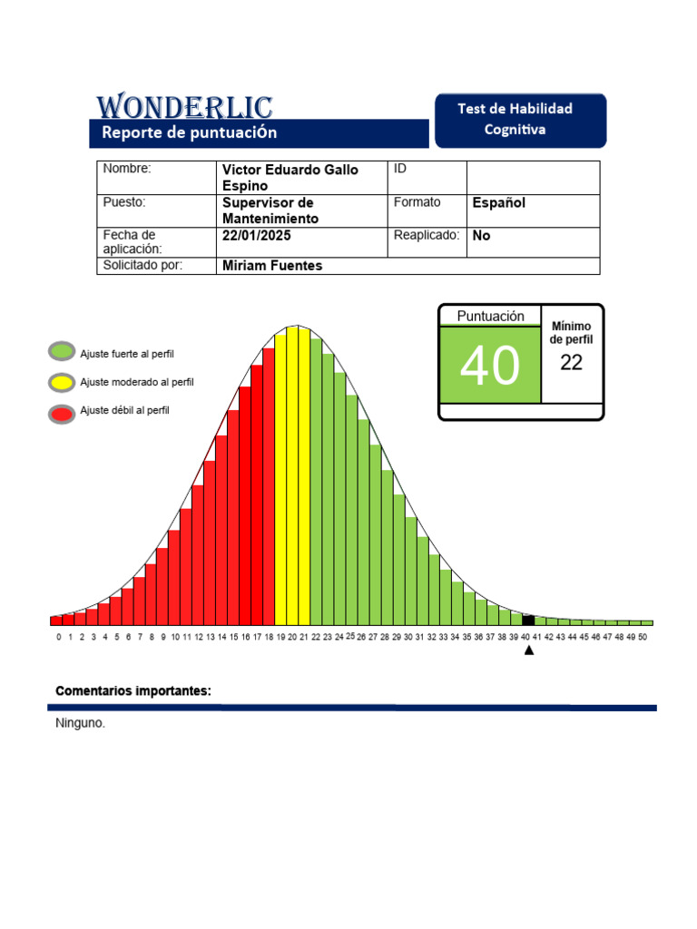 Formato Wonderlic Victor Eduardo Gallo | PDF