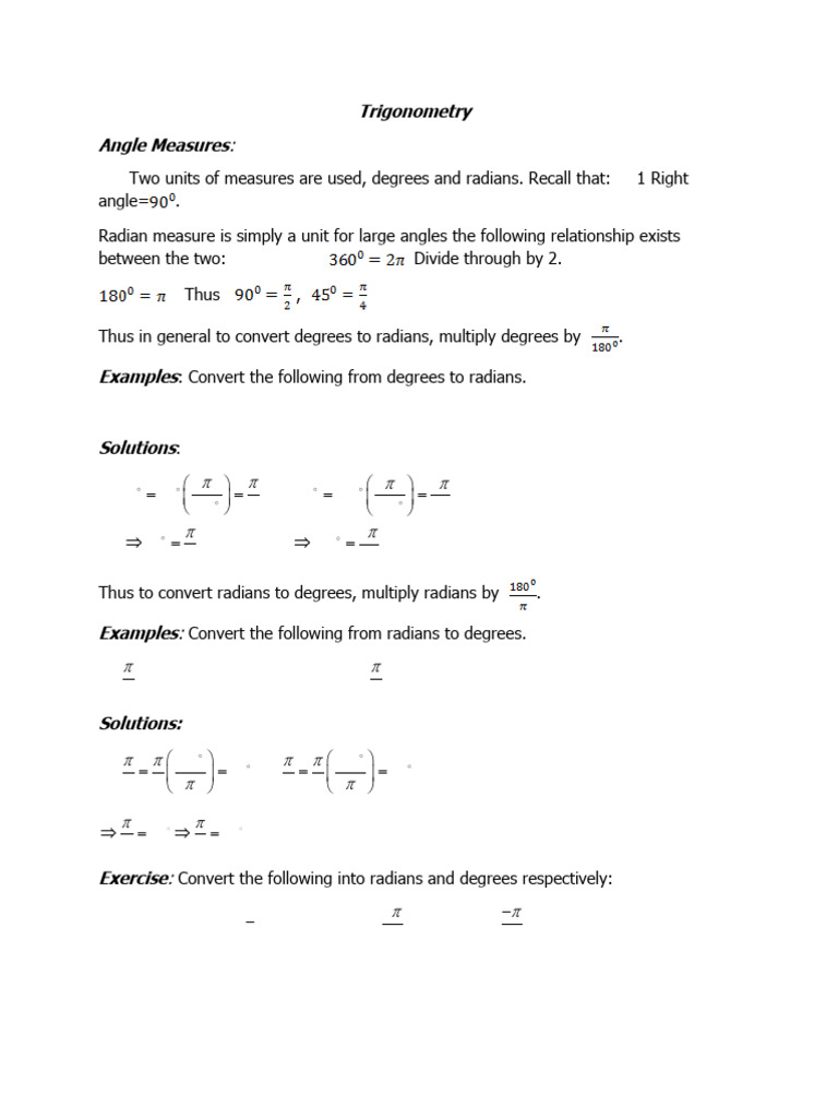 Trig - Notes | PDF | Trigonometry | Trigonometric Functions