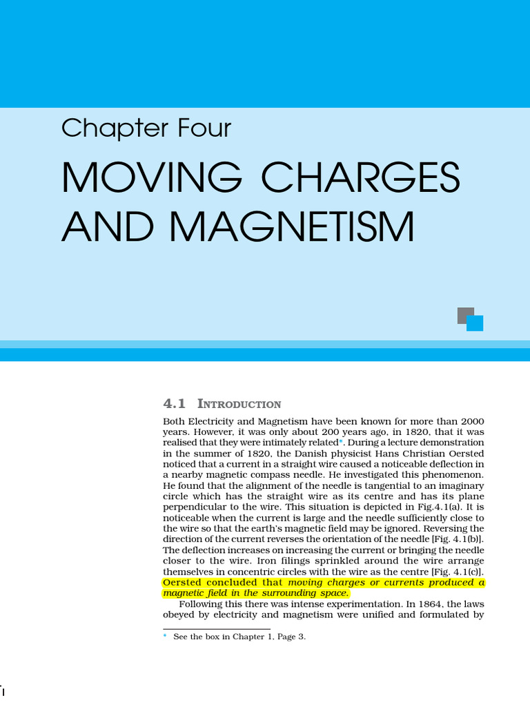 CLASS 12 CHAPTER 4 NCERT T.B Phy | PDF | Magnetic Field | Force