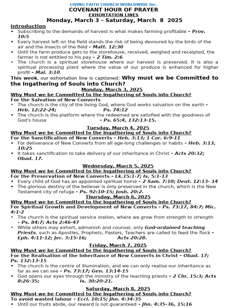 CHOP Exhortation 3 - 8 March 2025 | PDF | Salvation | Abrahamic Religions