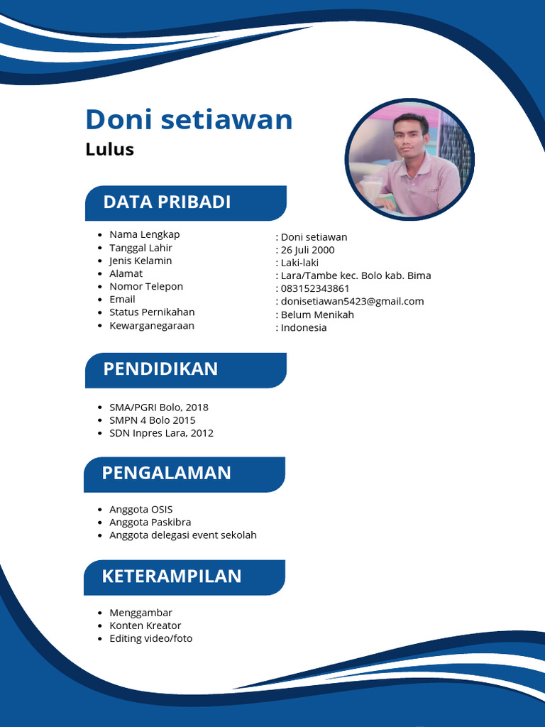 CV Resume Riwayat Hidup Doni | PDF