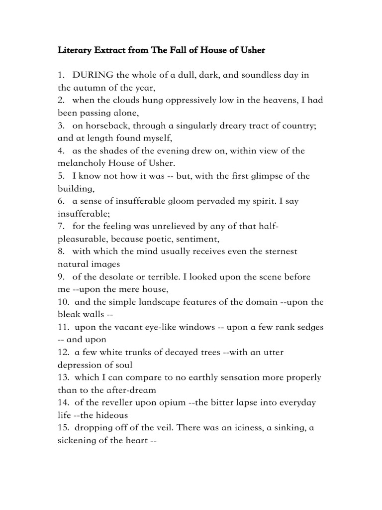 Literary Extract From The Fall of House of Usher | PDF