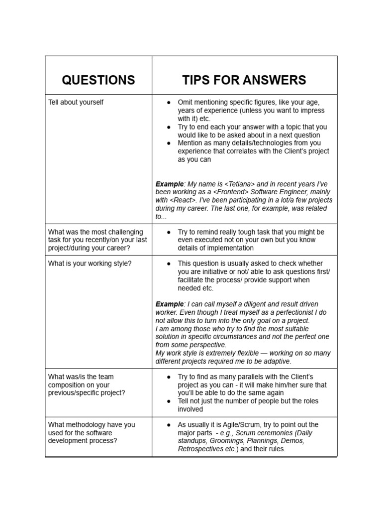 SAMPLES of Interview Questions | PDF