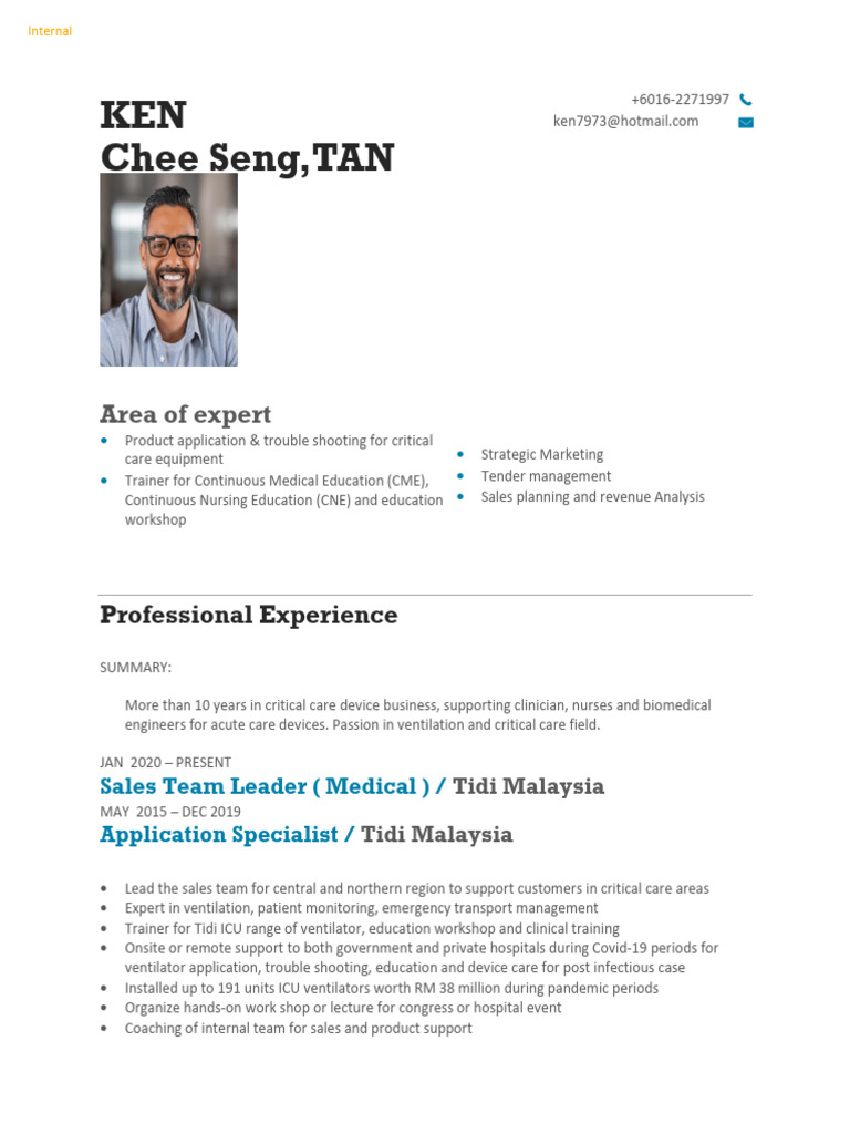 Speacker CV_Ken Tan | PDF | Intensive Care Medicine | Intensive Care Unit
