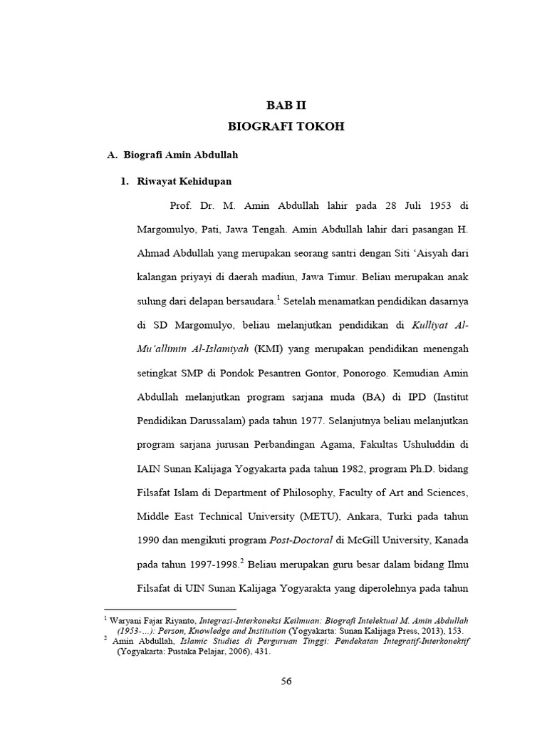 Biografi dan Karya Prof. Amin Abdullah | PDF