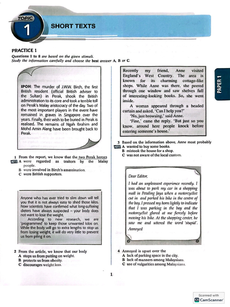 SPM Form 4&5 English Paper Practice | PDF