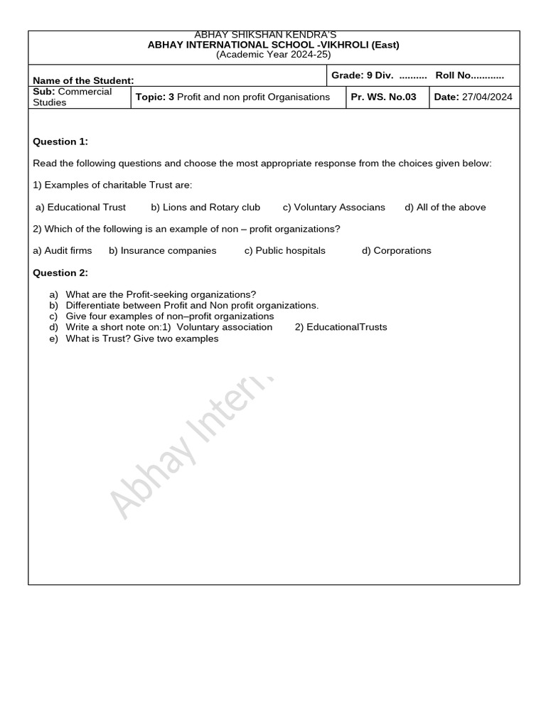 Worksheet Ch.3 (gr.9) | PDF