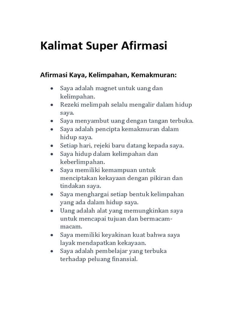 Kalimat Super Afirmasi Positif | PDF