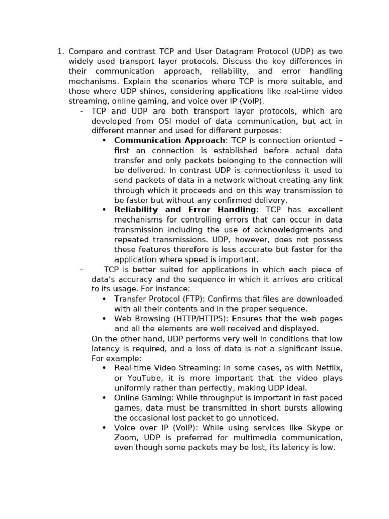Progress Assessment (TCP and User Datagram Protocol (UDP) ) | PDF | Transmission Control ...