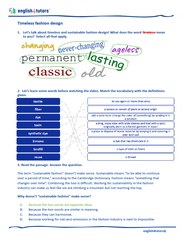 Timeless Fashion Design - Teacher's | PDF | Fashion | Verb