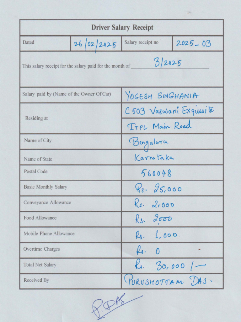 March Driver Receipt | PDF
