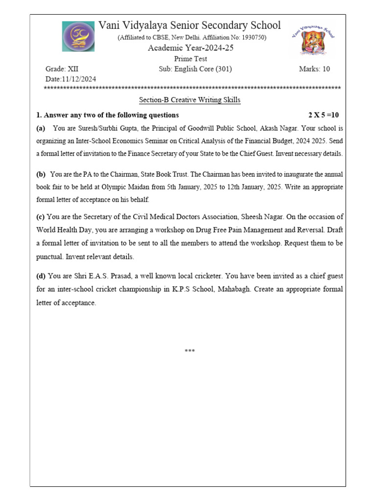 Prime Test-25 English Core | PDF