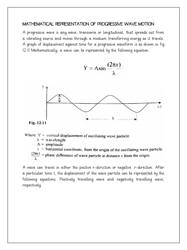 Week 2 Types of Waves Mathematical Representation of Progressive Wave Motion | PDF
