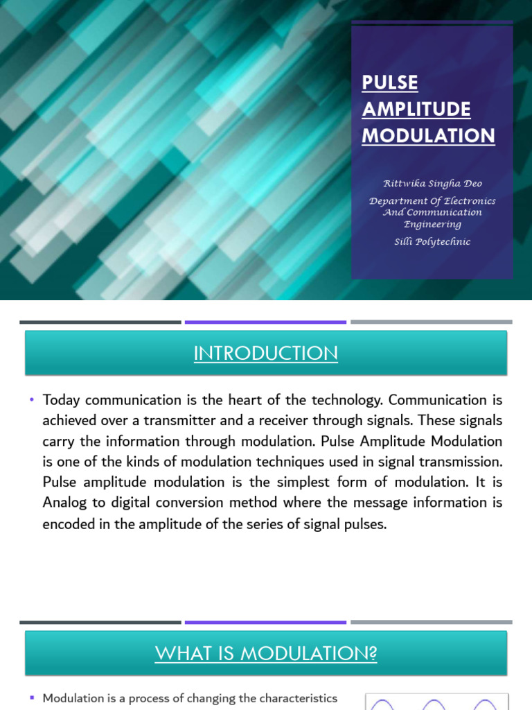 Pulse Amplitude Modulation | PDF | Modulation | Amplitude