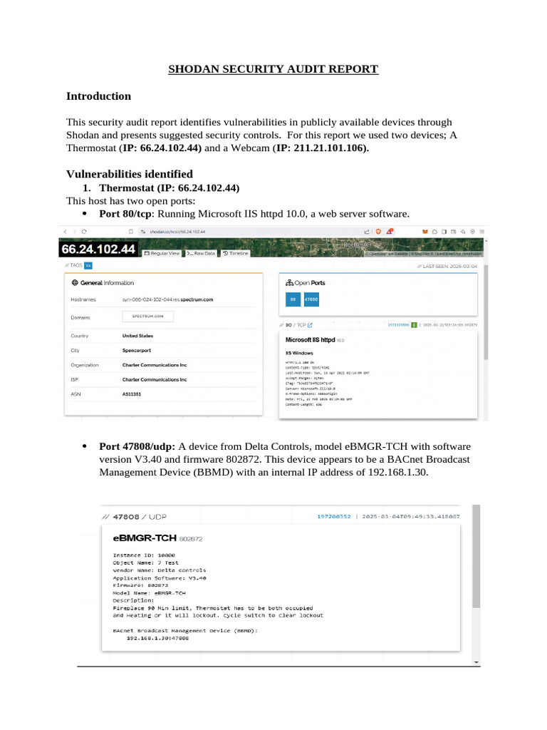 Shodan Security Audit Report | PDF | Transport Layer Security | Security