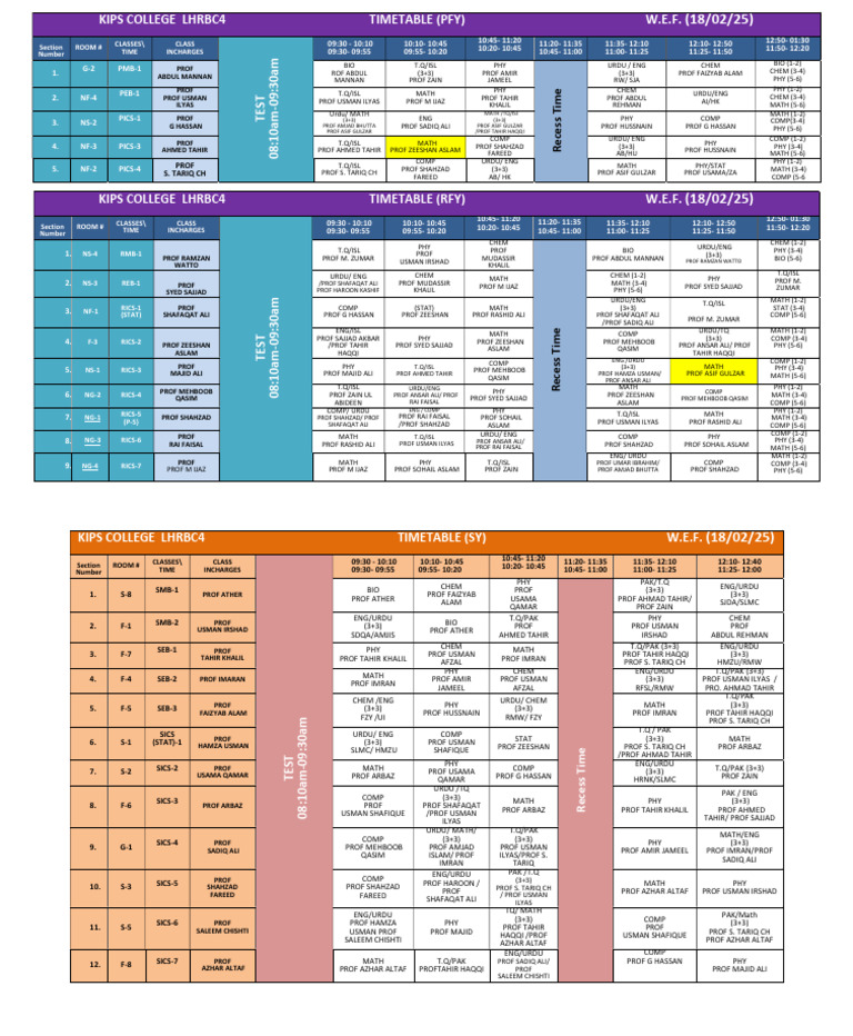 Grand Timetable 18 Feb 2025 | PDF