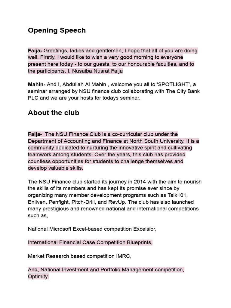 Spotlight Seminar Script 1 | PDF | Banks | Investing