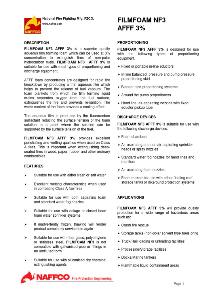 FILMFOAM NF3 AFFF 3% Fire Extinguishing Foam | PDF | Materials